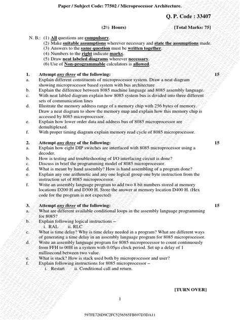 Fyit Sem Ii Apr 19 Choice Base Microprocessor Architecture 5 Apr 19 Pc 33407 Pdf