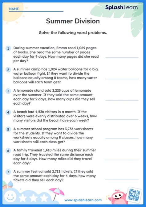 Division Word Problems Worksheets Free And Printable Splashlearn