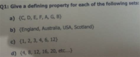 solved give a defining property for each of the following sets a c d