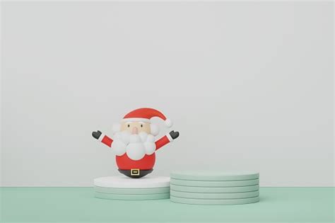 메리 크리스마스와 새해 복 많이 받으세요 개념으로 제품 및 화장품 프레젠테이션을 위한 3d 디스플레이 연단 현대 기하학 모형 및