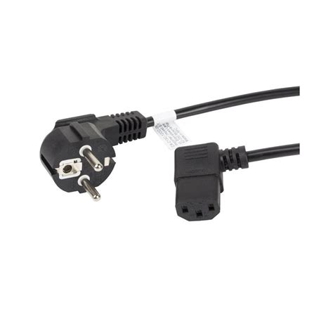 Kabel zasilający CEE 7/7 IEC 320 C13 kątowy 1.8m czarny - sklep Kamami