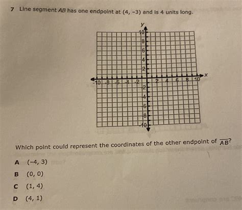 solved 7 line segment ab has one endpoint at 4 3 and is 4 units