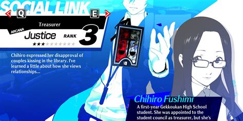 Persona 3 Reload Social Link Guide Justice Chihiro Fushimi