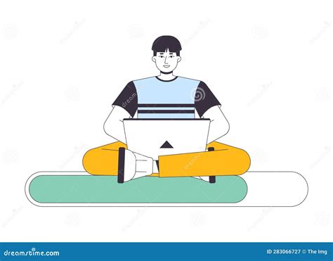 Programmer Sitting On Loading Bar Flat Design Stock Vector Illustration Of Customizable