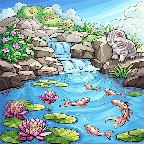 Pin By Terrie Myler On Color Me Pond Drawing Koi Art Canvas Art