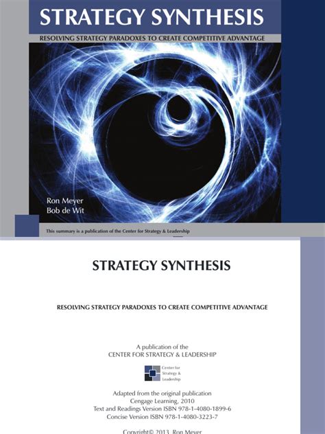 Strategy Synthesis Pdf Reason Shareholder Value