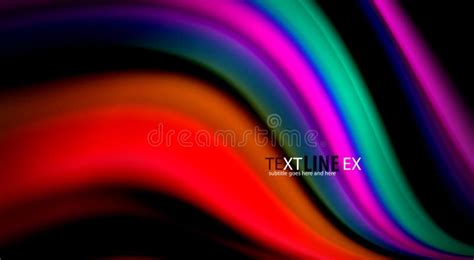 Fluid Rainbow Colors On Black Background Vector Wave Lines And Swirls