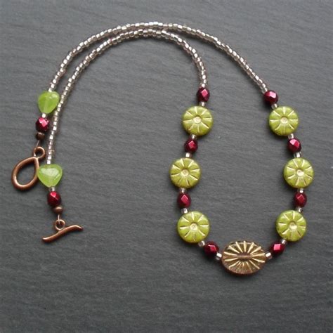 Czech Glass Bead Flower Necklace Folksy