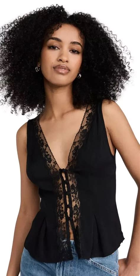 Reformation Christina Button Down Top Black Editorialist Reformation China Fashion Christina