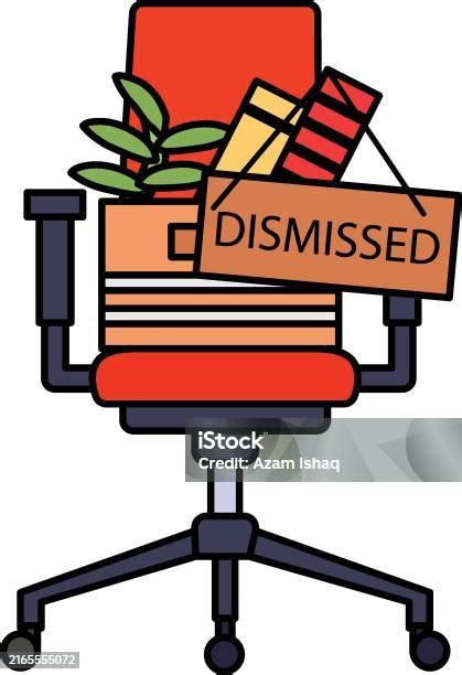 새로운 위치 공석 개념 골 판지 상자 특전과 사무실 임원 의자 사임 벡터 아이콘 디자인 작업 중 기호 해고 기호 무임금 스톡 일러스트레이션 3차원 형태에 대한 스톡 벡터