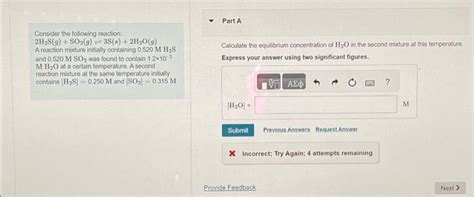 Solved Consider The Following Reaction 2h2 S G So2 G ⇌3