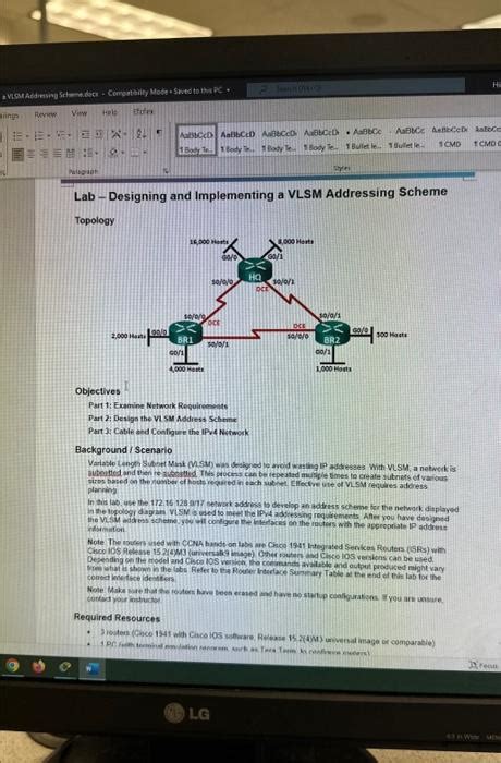 lab designing and implementing a vlsm addressing