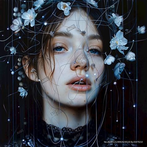 ai创作图写实人物插画 数字美女插画 扭曲人像插画 质感合成风 创意人像作品 写实唯美插画 写实唯美 数字艺术肖像 超写实插画 高级感女插画