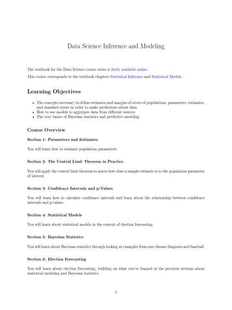 Data Science Inference And Modeling Pdf Statistics Estimator