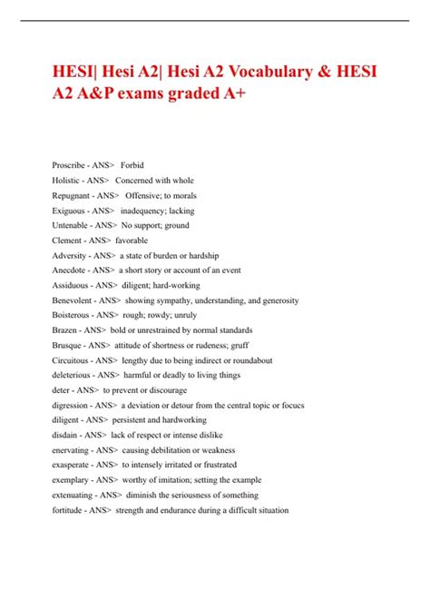 Hesi Hesi A2 Hesi A2 Vocabulary And Hesi A2 Aandp Exams Graded A Hesi A2 Stuvia Us