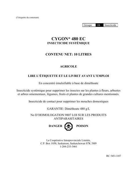 Cygon 480 Ec Insecticide Systémique Ipco