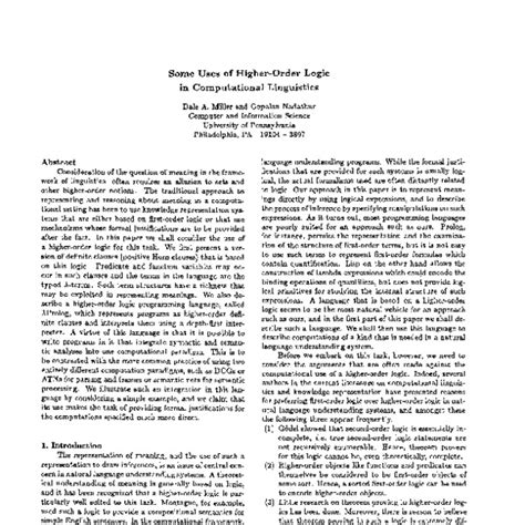 Some Uses Of Higher Order Logic In Computational Linguistics Acl