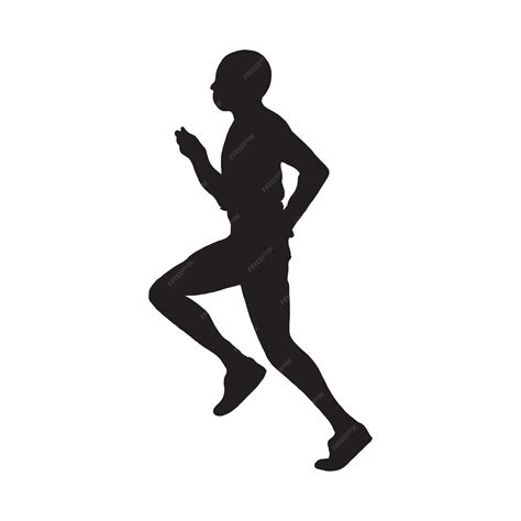 Premium Vector Running Side View Vector Silhouette Sprinting Man