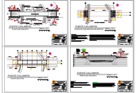 bridge construction detail plan and elevation 2d view cad block layout