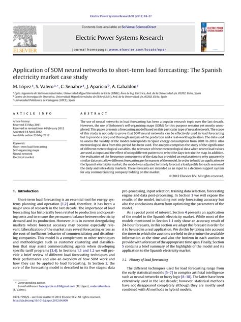 Pdf Application Of Som Neural Networks To Short Term Load Forecasting The Spanish Electricity