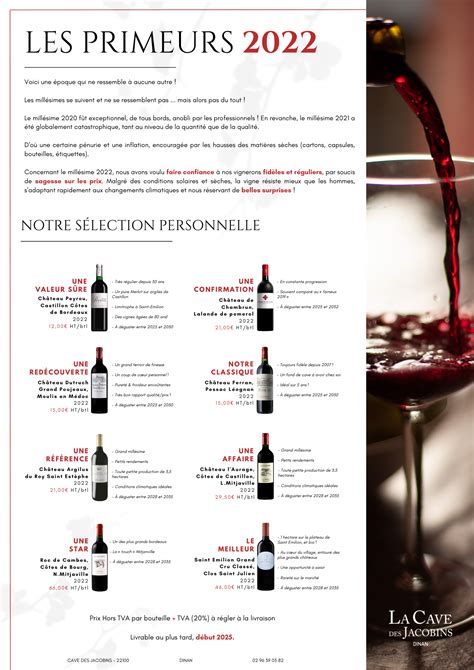 Les Primeurs 2022 La Cave Des Jacobins Dinan