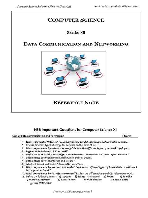 Neb Class 12 Computer Data Communication And Networking Notes Pdf