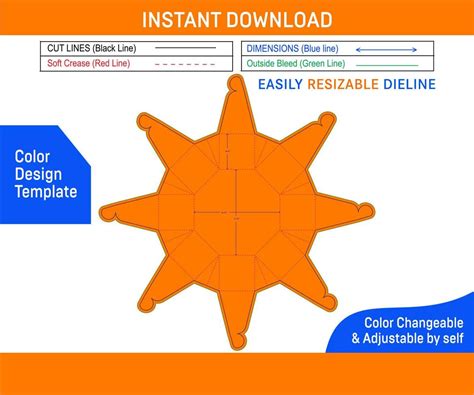 Octagon Folding Box Dieline Template And 3d Box Design Color Design Template 22186673 Vector Art