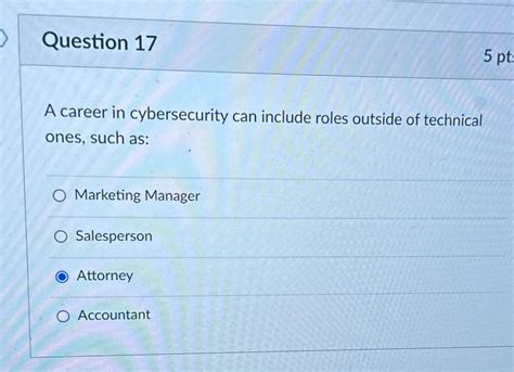 solved question 17a career in cybersecurity can include