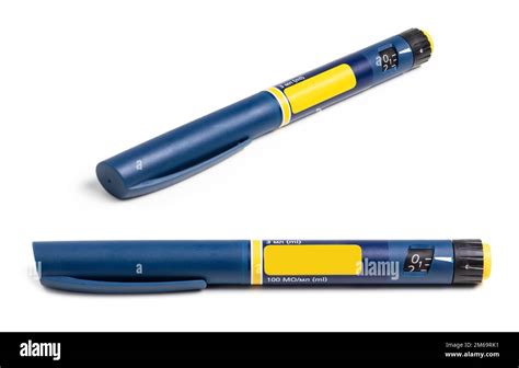 Insulin Pen With Insulin Drop At Needle Tip Isolated On White Background Medical Devices Is