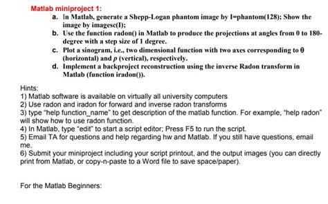 Solved Matlab Miniproject 1 A In Matlab Generate A Chegg Com