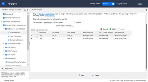 CSV Upload Thirdlane Platform Documentation