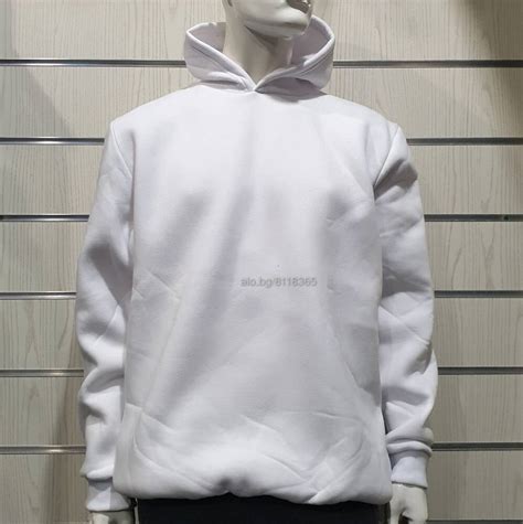 Нов мъжки бял суичър с качулка и джобчета Xl Друго облекло Мъжко бял