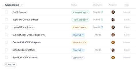 task statuses knowledge base