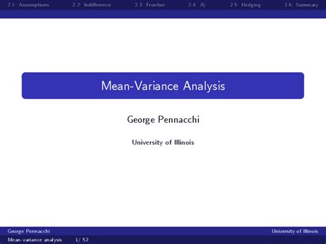 Mean Variance Analysis Exercises Economic Statistics Docsity