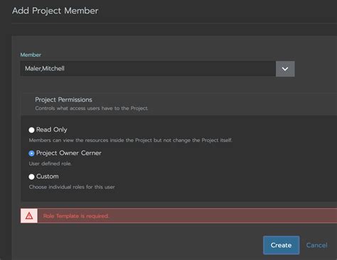 211 Trying To Add User To Project With Custom Role Template And Getting Error Role Template