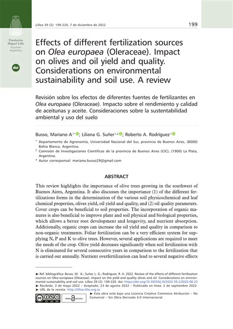 Pdf Effects Of Different Fertilization Sources On Olea Europaea Oleraceae Impact On Olives