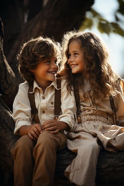 Premium Photo Sibling Bonding Under A Trees Shade