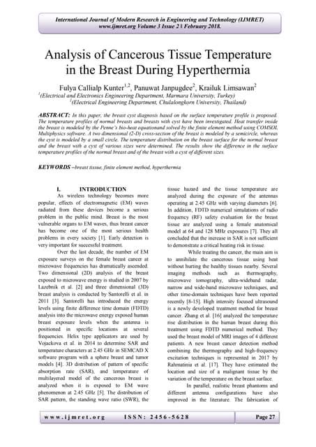 Analysis Of Cancerous Tissue Temperature In The Breast During