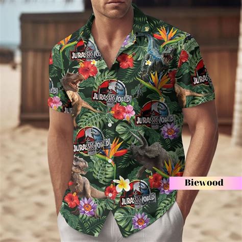 Jurassic Park Hawaiian Shirt Dinosaur Button Shirt Jurassic Park