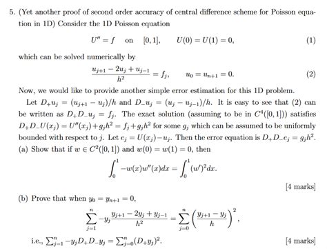 Solved 5 Yet Another Proof Of Second Order Accuracy Of