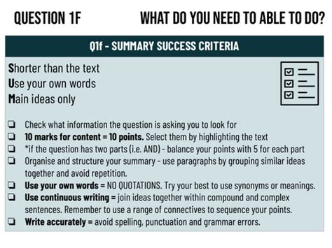 Summary Skills Q1f Igcse Fle Teaching Resources