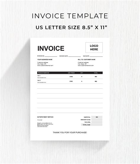Invoice Template PDF Business Invoice Editable Invoice Printable Invoice Invoice Form