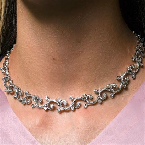 Beauvince Waves And Tides Necklace 1216 Ct Diamonds In White Gold