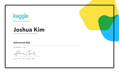 joshua d kim on linkedin joshua kim completed the advanced sql course
