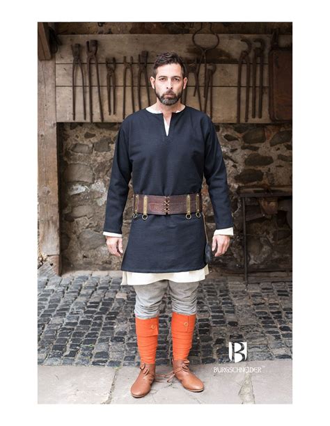 Long Medieval Tunic In Cotton Black ⚔️ Medieval Shop