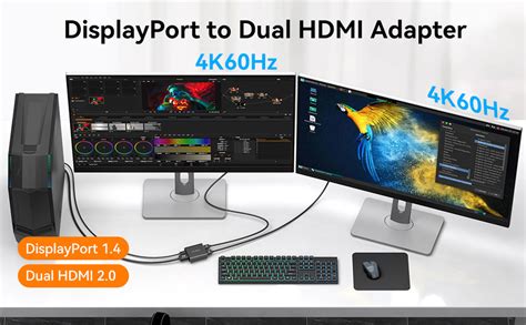 Dgybdfc Displayport Zu Dual Hdmi Adapter 1 In 2 Out Dual 4k60hz Extend Copy Dp 1 2 Zu 2 Hdmi