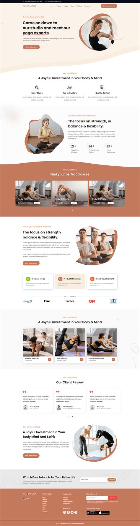 Yoga Website Landing Page Design Template Behance