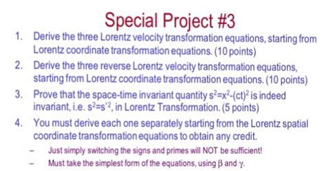Solved Derive The Three Lorentz Velocity Transformation