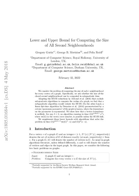 Pdf Lower And Upper Bound For Computing The Size Of All Second