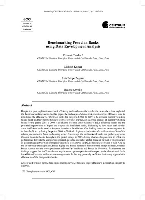 Pdf Benchmarking Peruvian Banks Using Data Envelopment Analysis